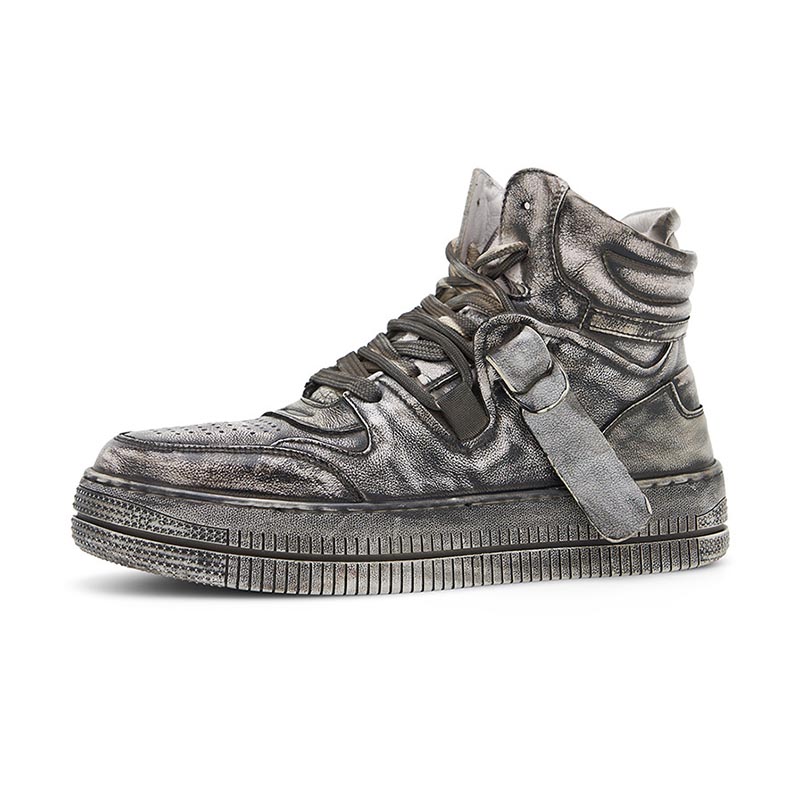 Thick Sole High Top Distressed Polished British Style Casual Shoes
